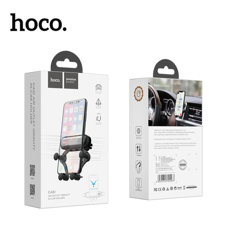 Hoco CA51 Mobile Phone Car Air Vent Gravity Mount Holder - Techmarket